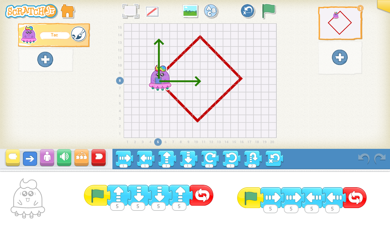 Diagonal Movement Move Character In Two Directions Simultaneously Scratchjr Fun