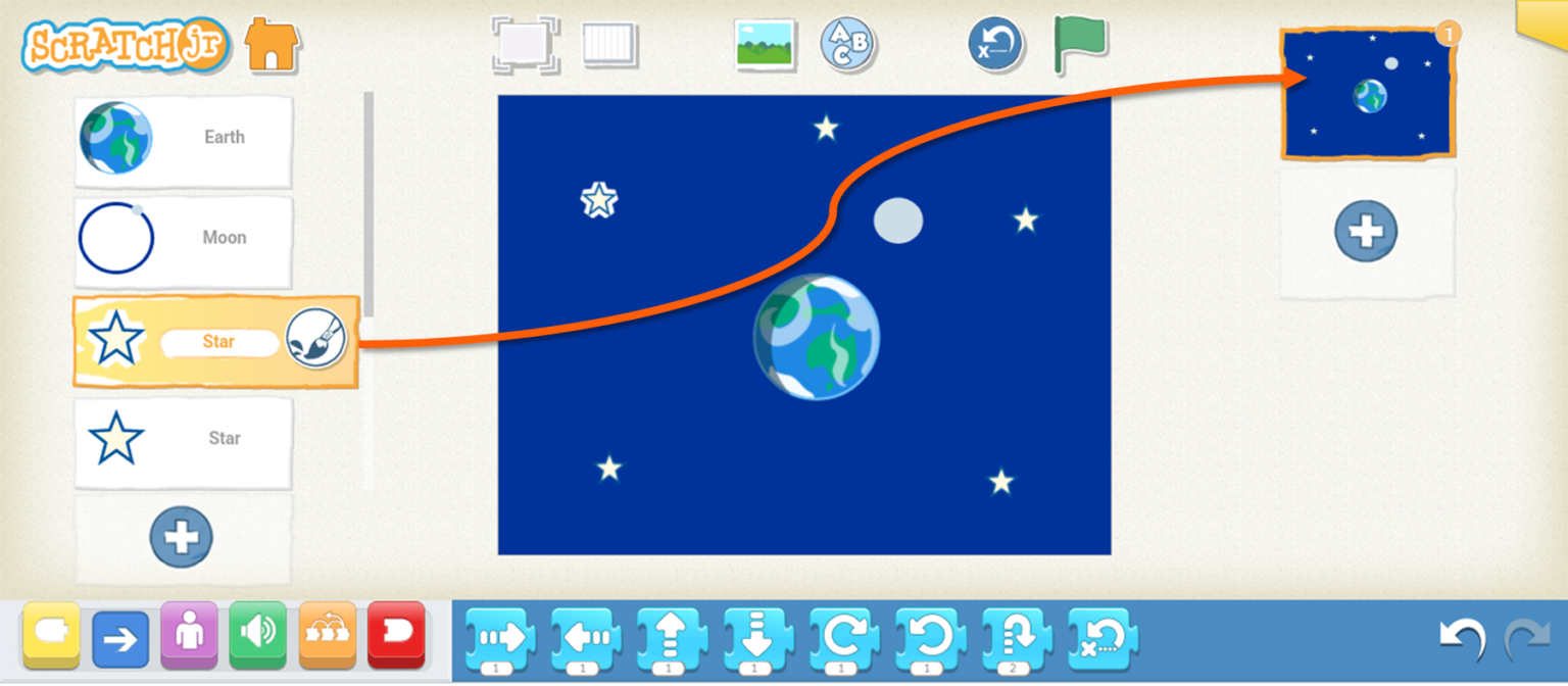 The Moon Orbiting The Earth How To Move One Scratchjr Object Around